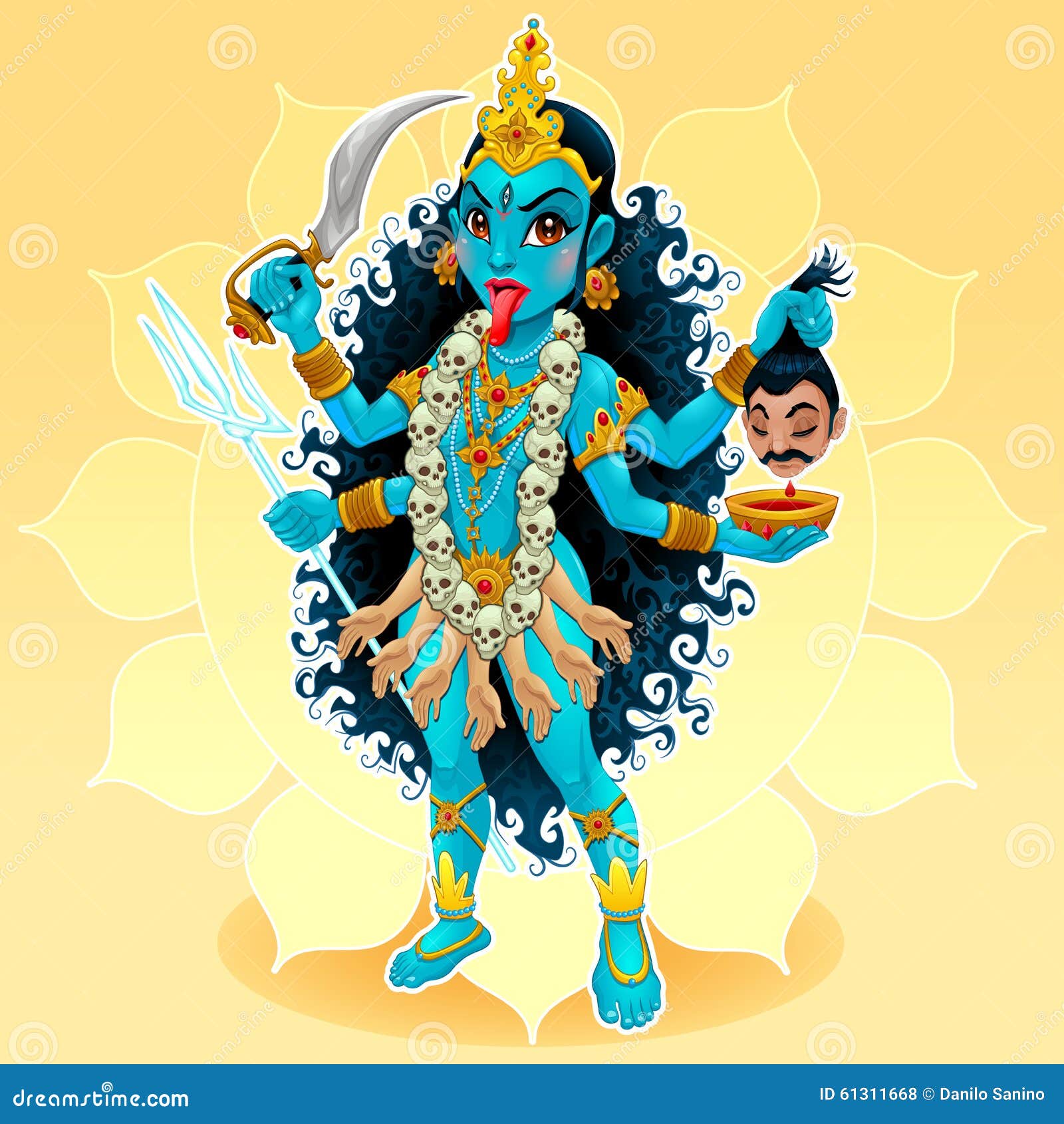 Dea di Kali illustrazione vettoriale. Illustrazione di religione - 61311668