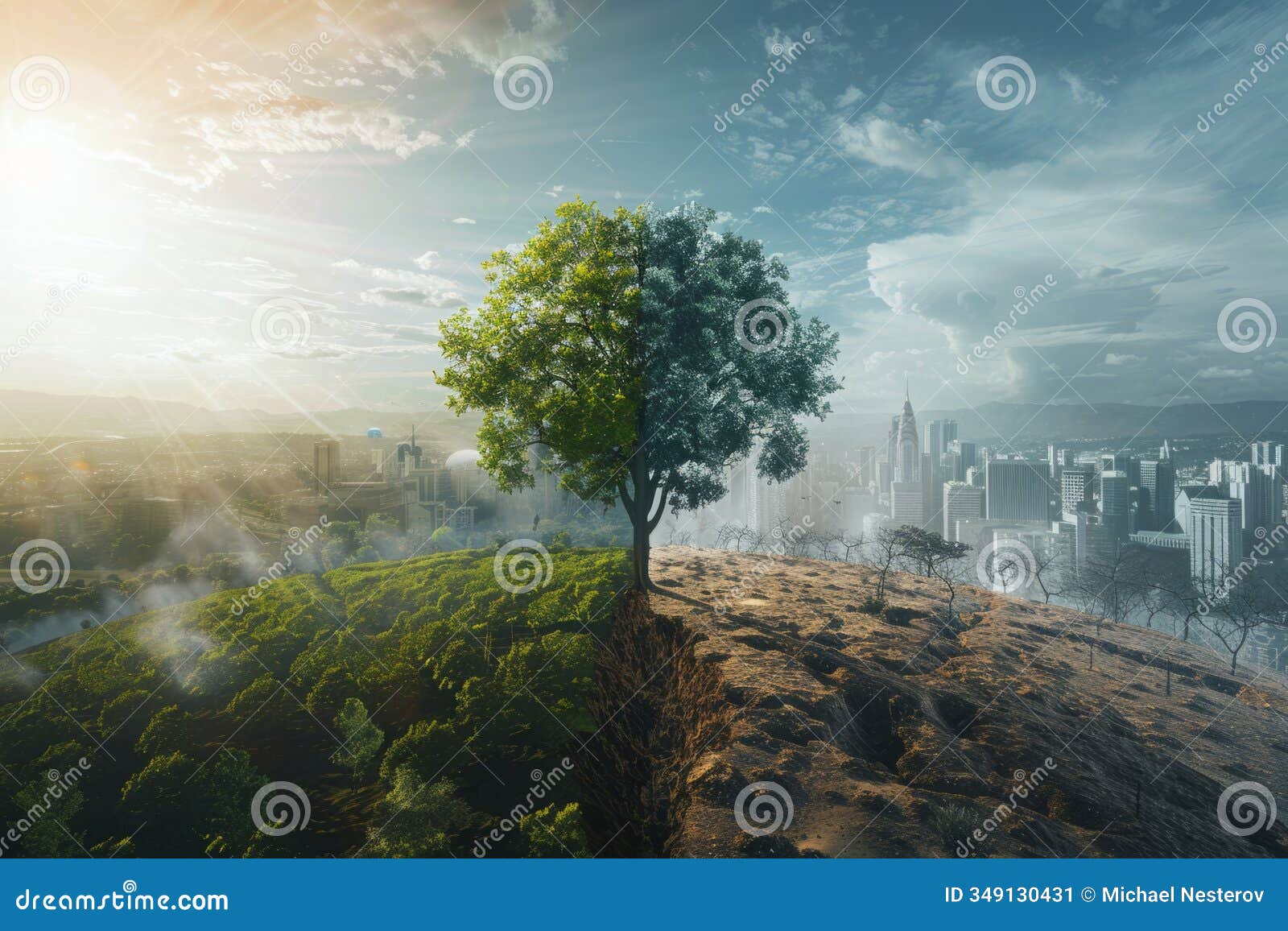 Dead and Alive Tree in Landscape Collage Stock Image - Image of live ...