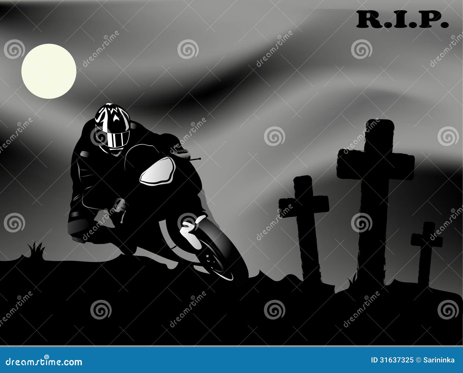 Dead biker stock vector. Illustration of artist, grave - 31637325