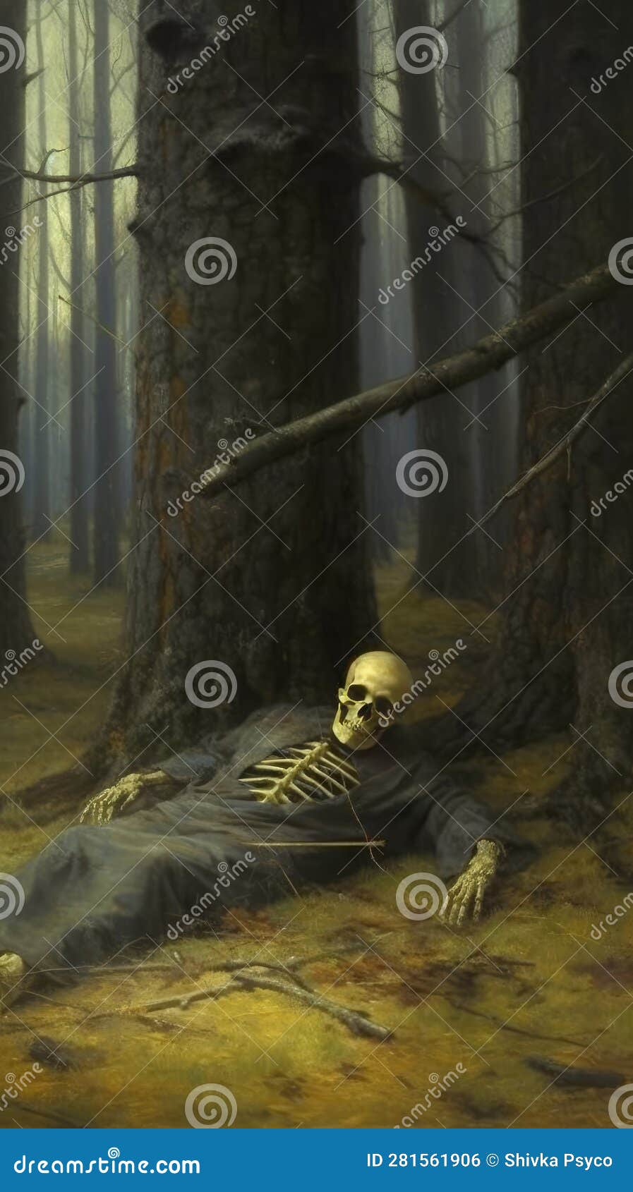 A Dead Body Lying Transform into Skeleton Generative AI Stock ...