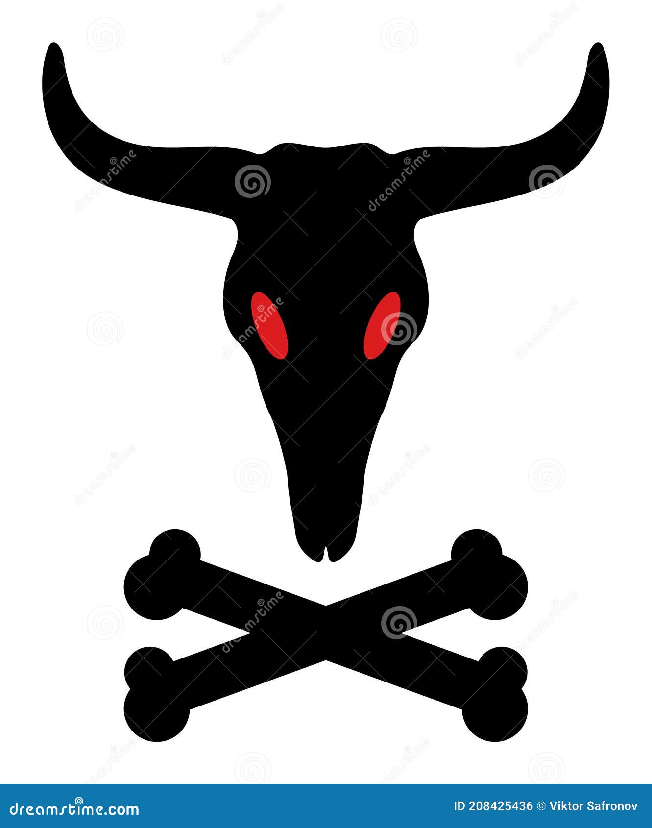 Vector Dead Bull Bones Flat Icon Illustration Stock Vector ...