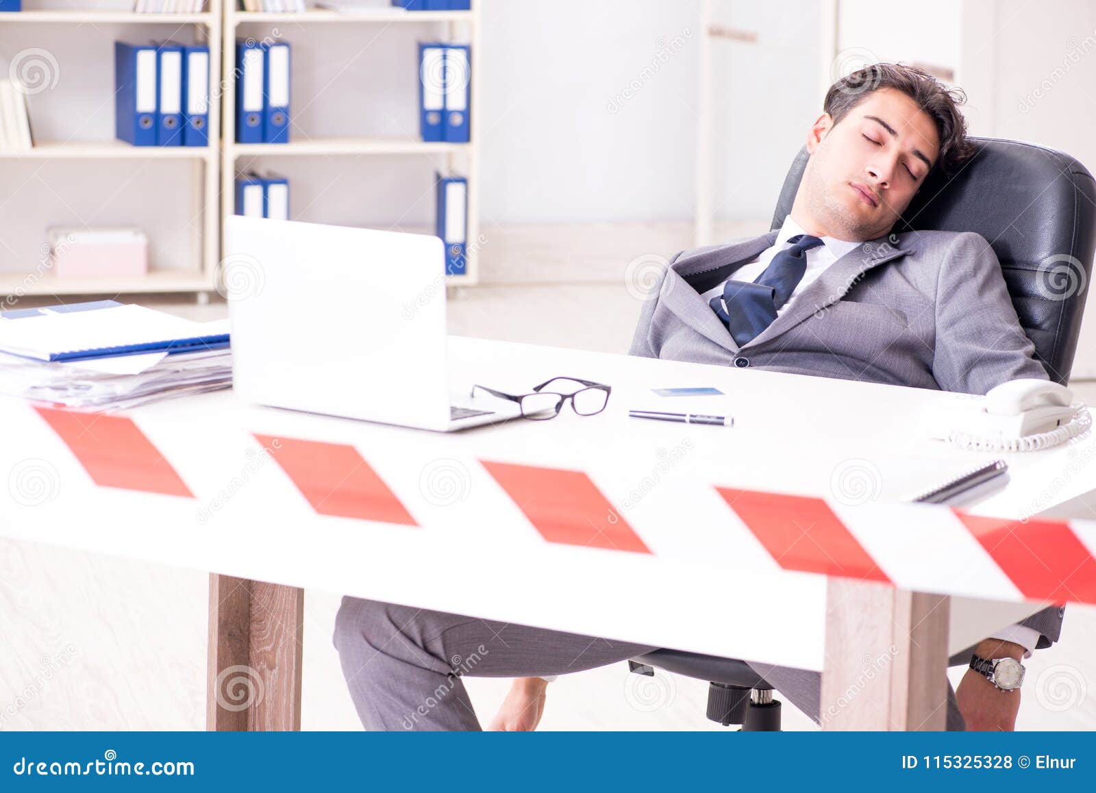 The Dead Businessman at this Desk Stock Photo - Image of accident, dead ...