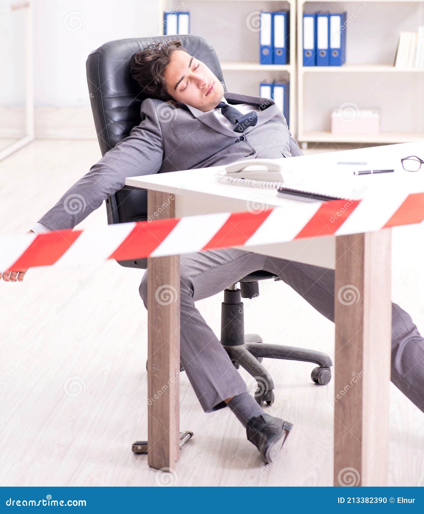 Dead Businessman at this Desk Stock Photo - Image of murder, burglary ...