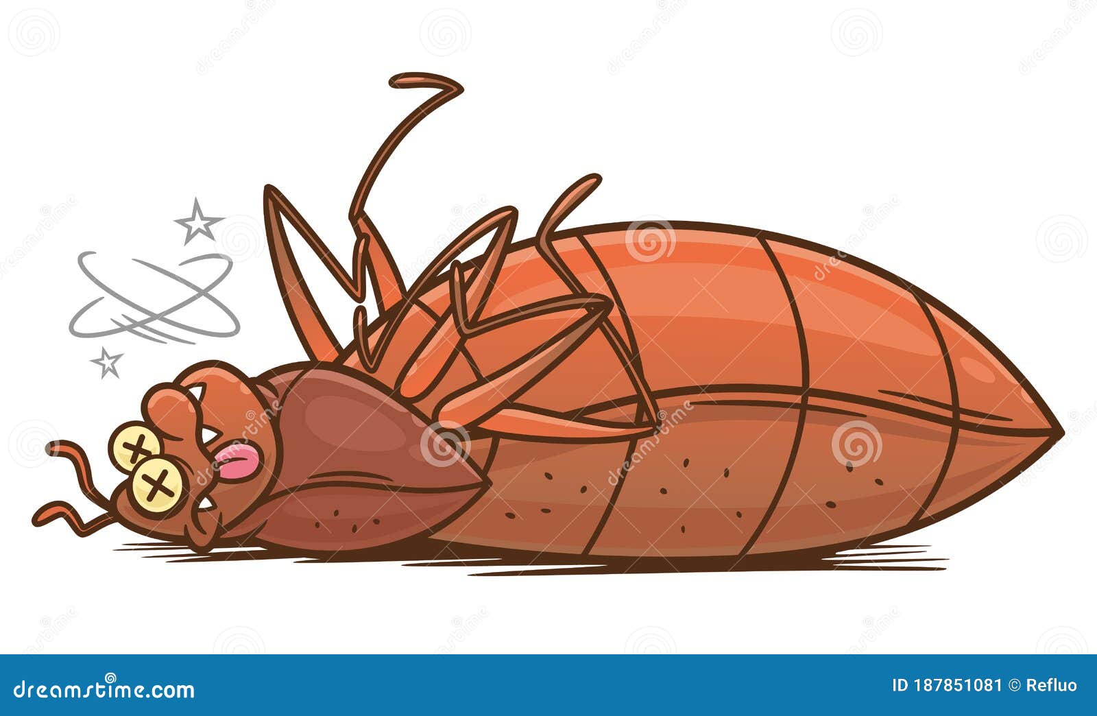 Dead cartoon bedbug stock vector. Illustration of bedbug - 187851081