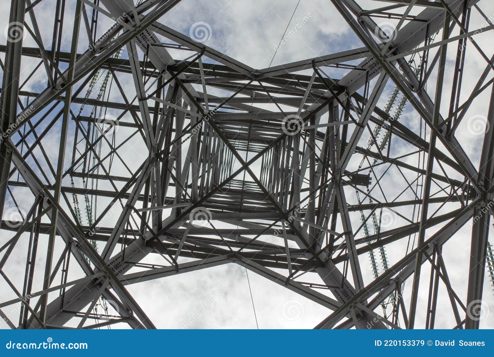 Dead Centre View into HV Pylon Mast - Stock Photo Stock Image - Image ...