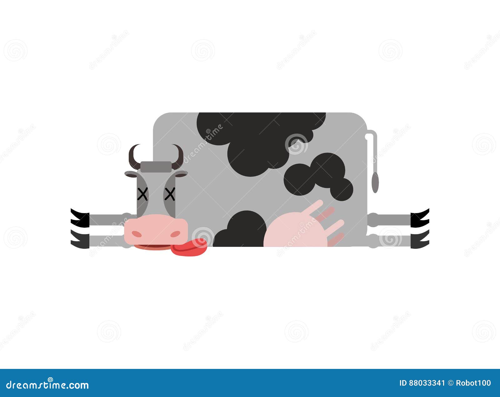 Dead cow. Farm animal dead stock vector. Illustration of corpse - 88033341