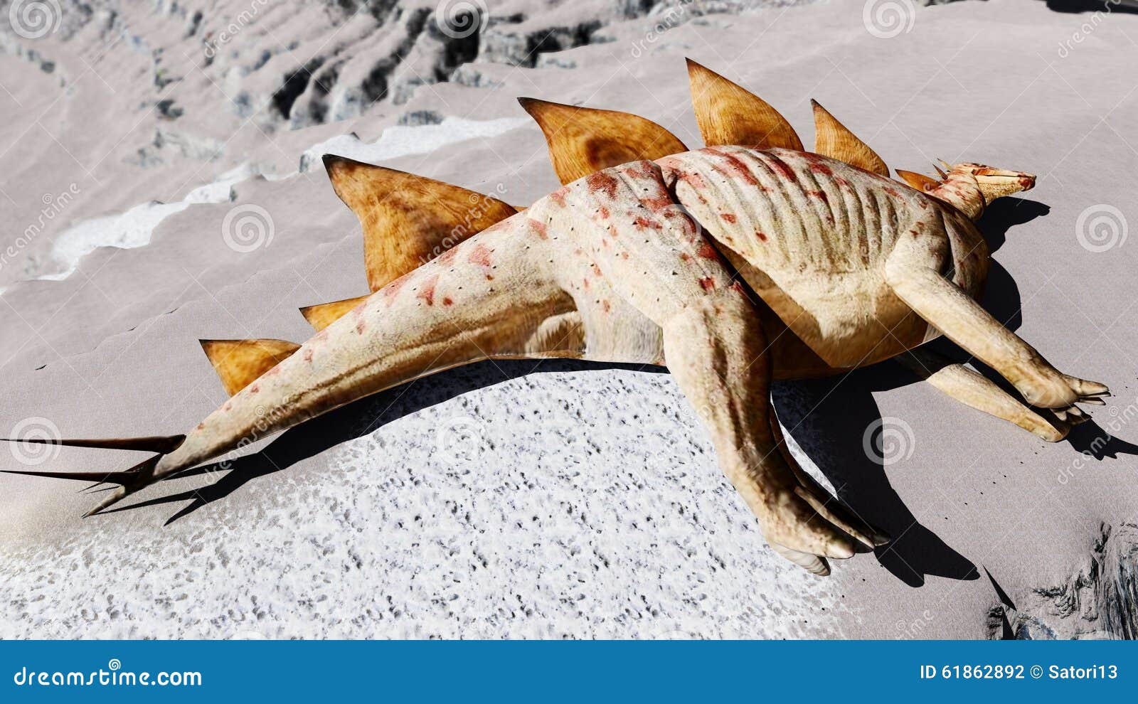 Dead dinosaurs on island stock illustration. Illustration of beast ...