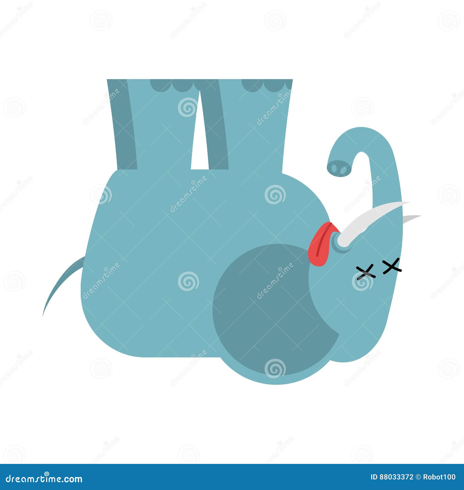 Dead Elephant. African Animal Deceased Stock Vector - Illustration of ...