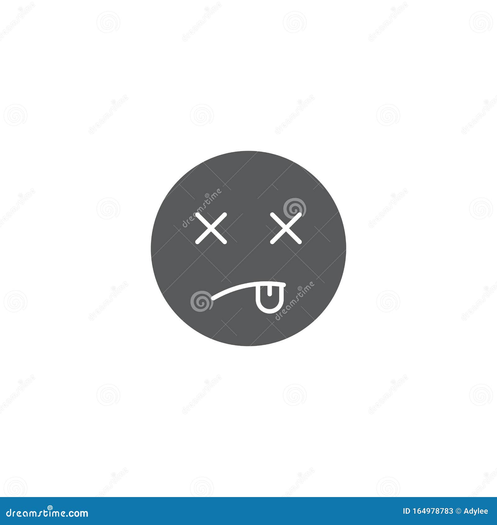 Dead Emoticon Outline Icon Cartoon Vector | CartoonDealer.com #126907643