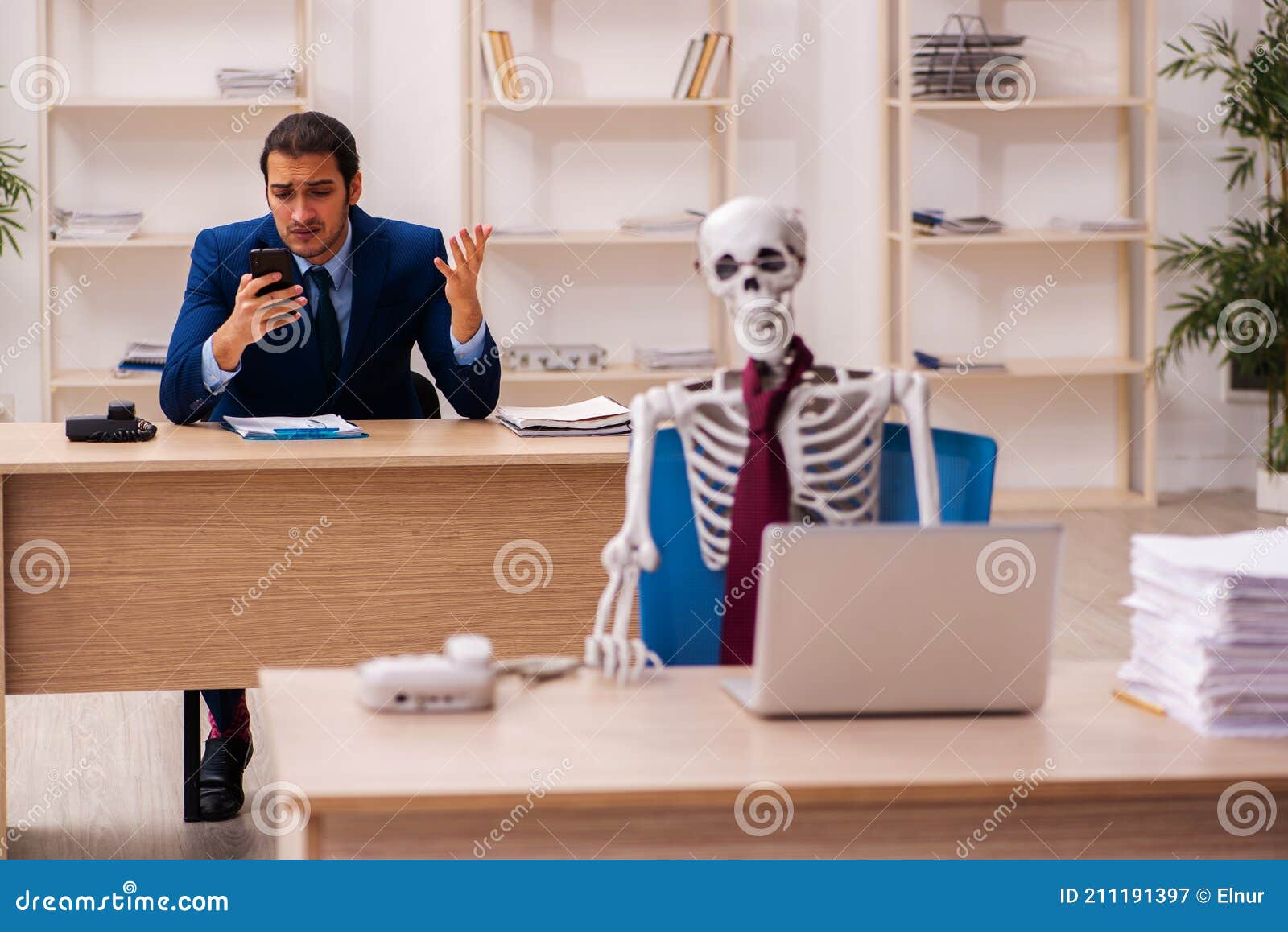 Dead Employee Working in the Office Stock Image - Image of consultant ...