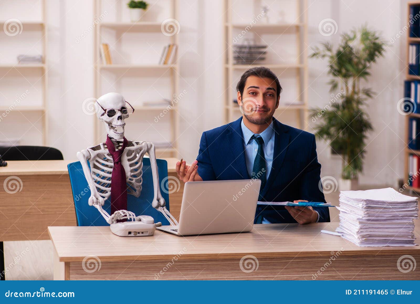 Dead Employee Working in the Office Stock Image - Image of papers ...