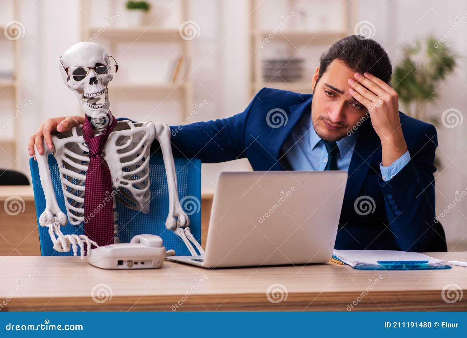 Dead Employee Working in the Office Stock Photo - Image of workaholic ...