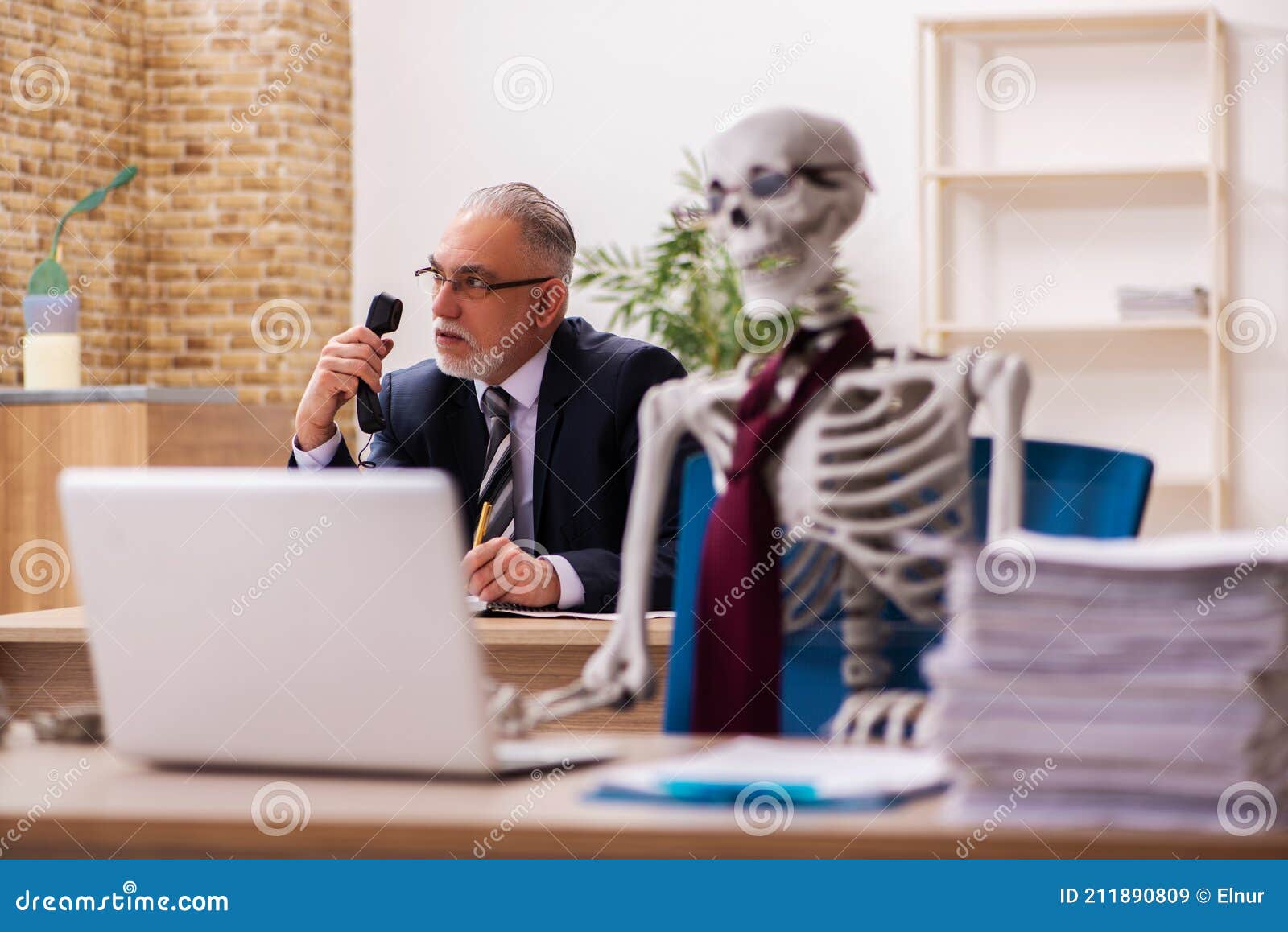 Dead Employee Working in the Office Stock Image - Image of halloween ...