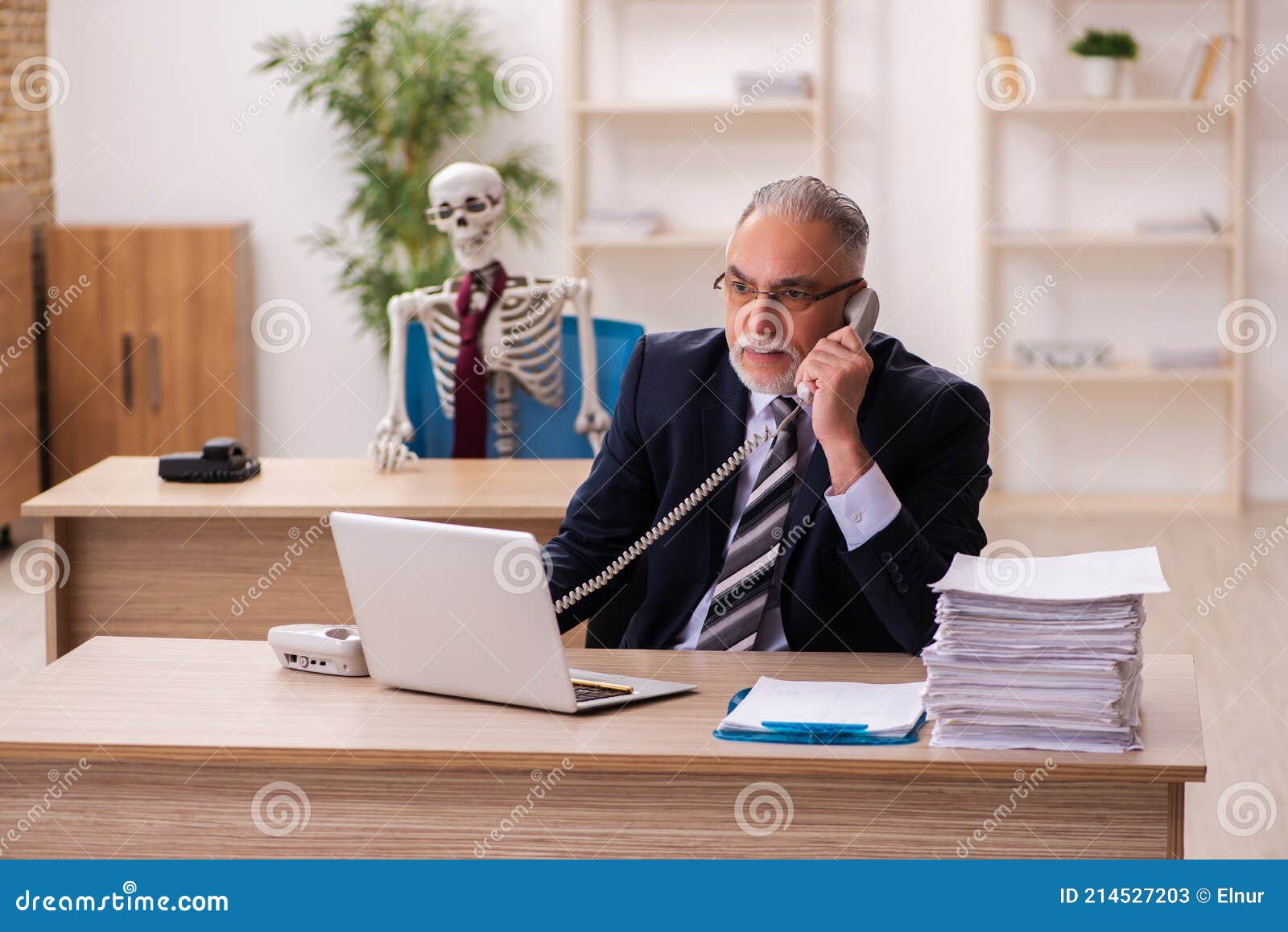 Dead Employee Working in the Office Stock Image - Image of boss ...