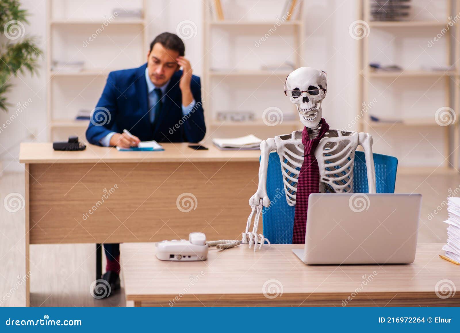 Dead Employee Working in the Office Stock Photo - Image of death ...