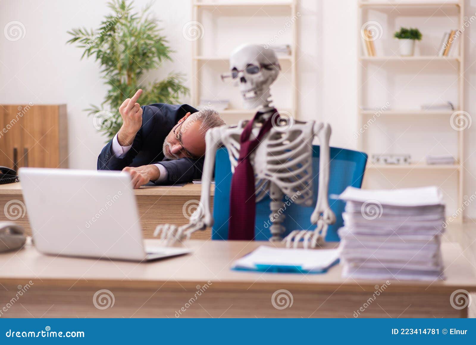 Dead Employee Working in the Office Stock Image - Image of funny ...