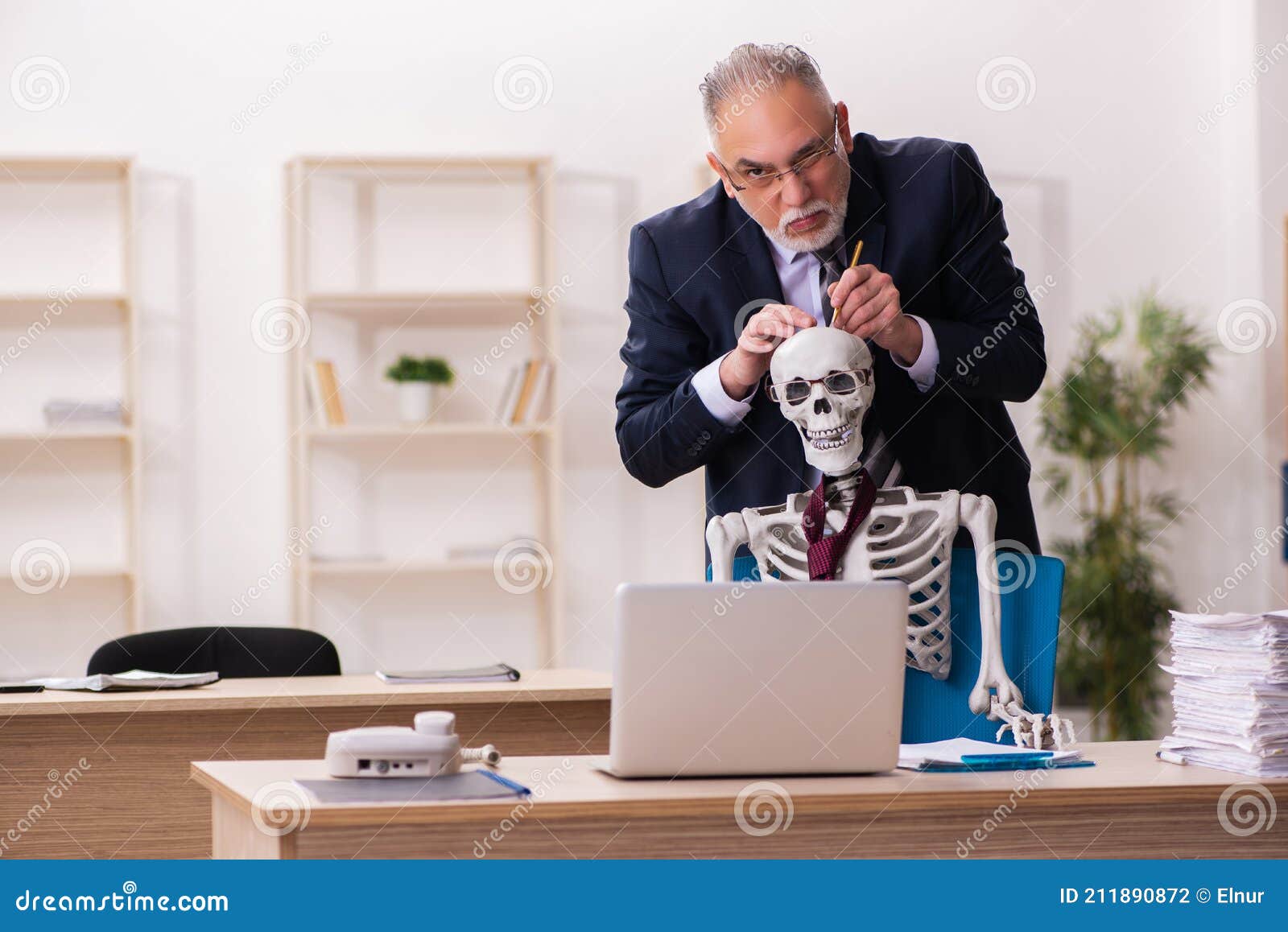 Dead Employee Working in the Office Stock Photo - Image of manager ...