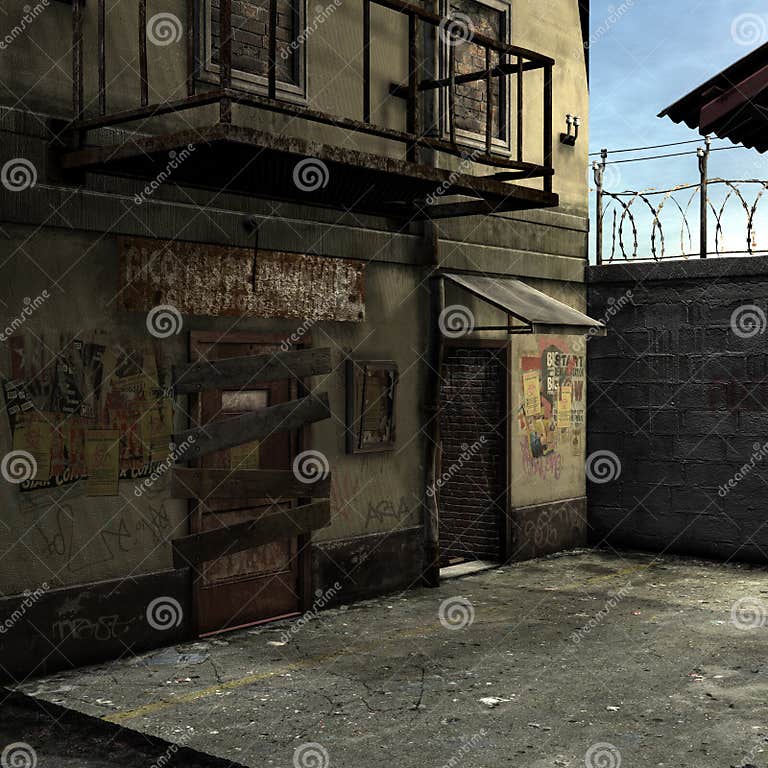 Dead End Alley Scene stock illustration. Illustration of back - 14574104