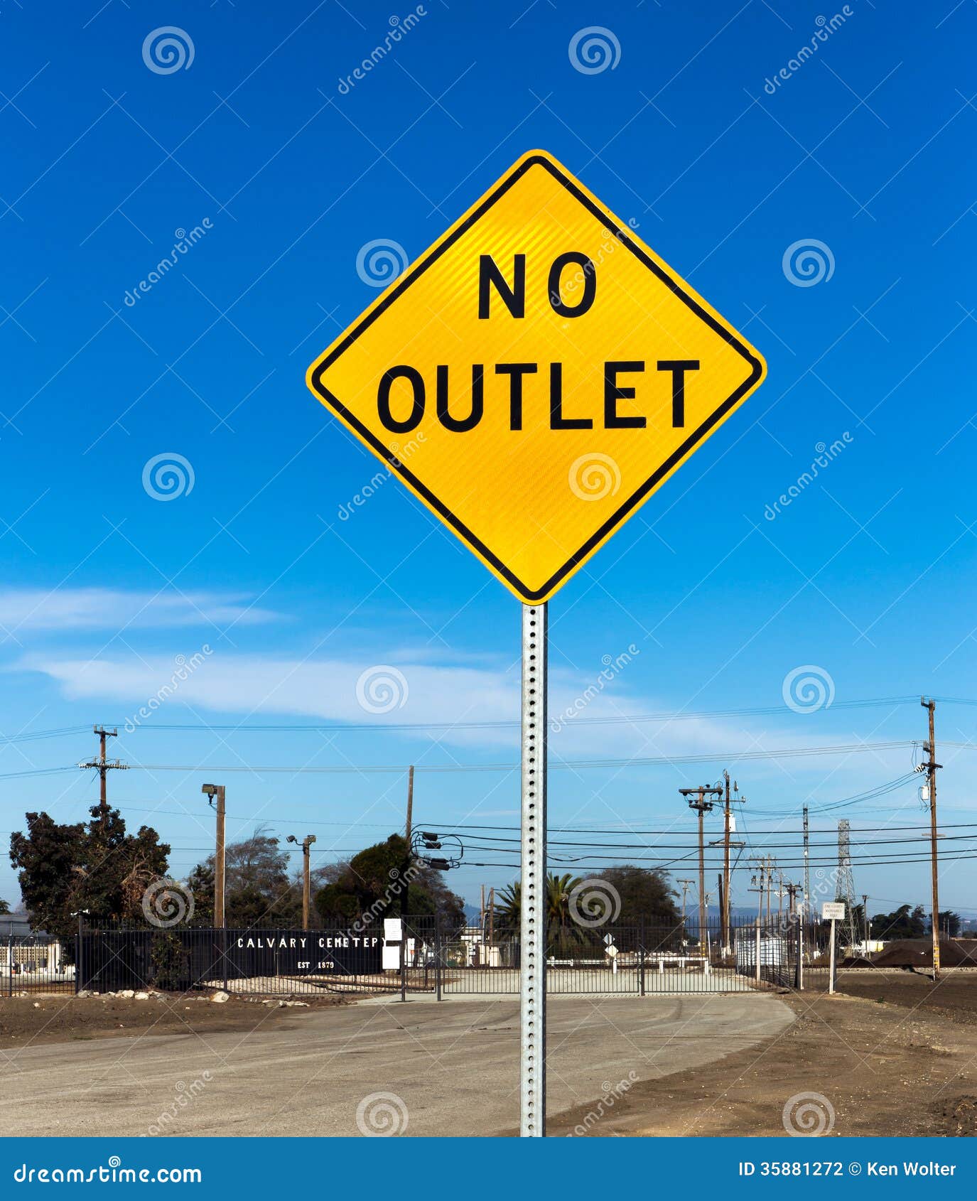 Dead End at Cemetery stock photo. Image of exit, sign - 35881272