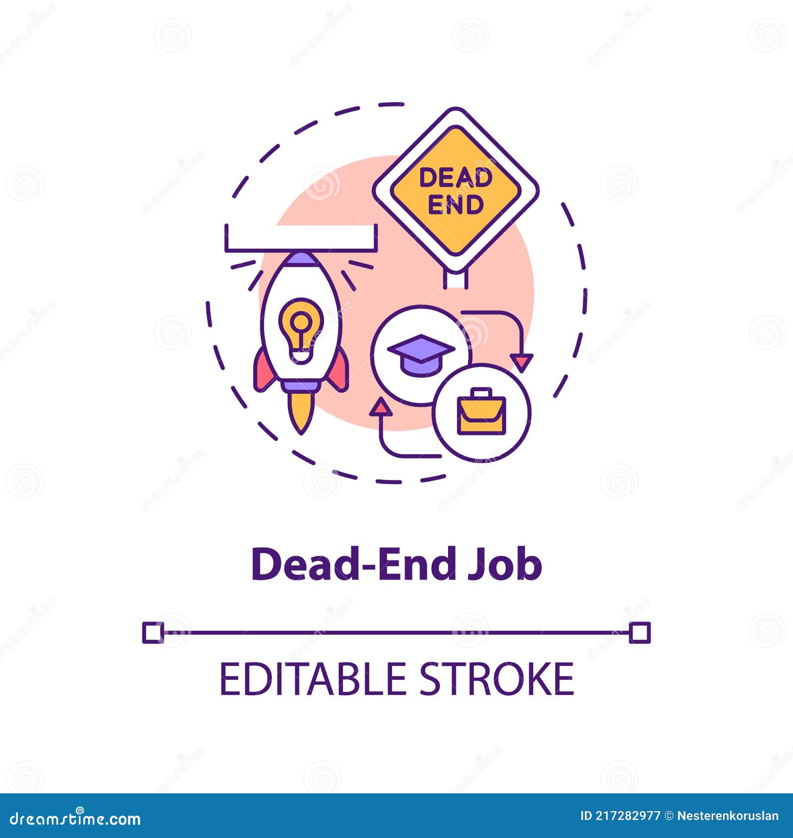 Dead-end job concept icon stock vector. Illustration of reason - 217282977