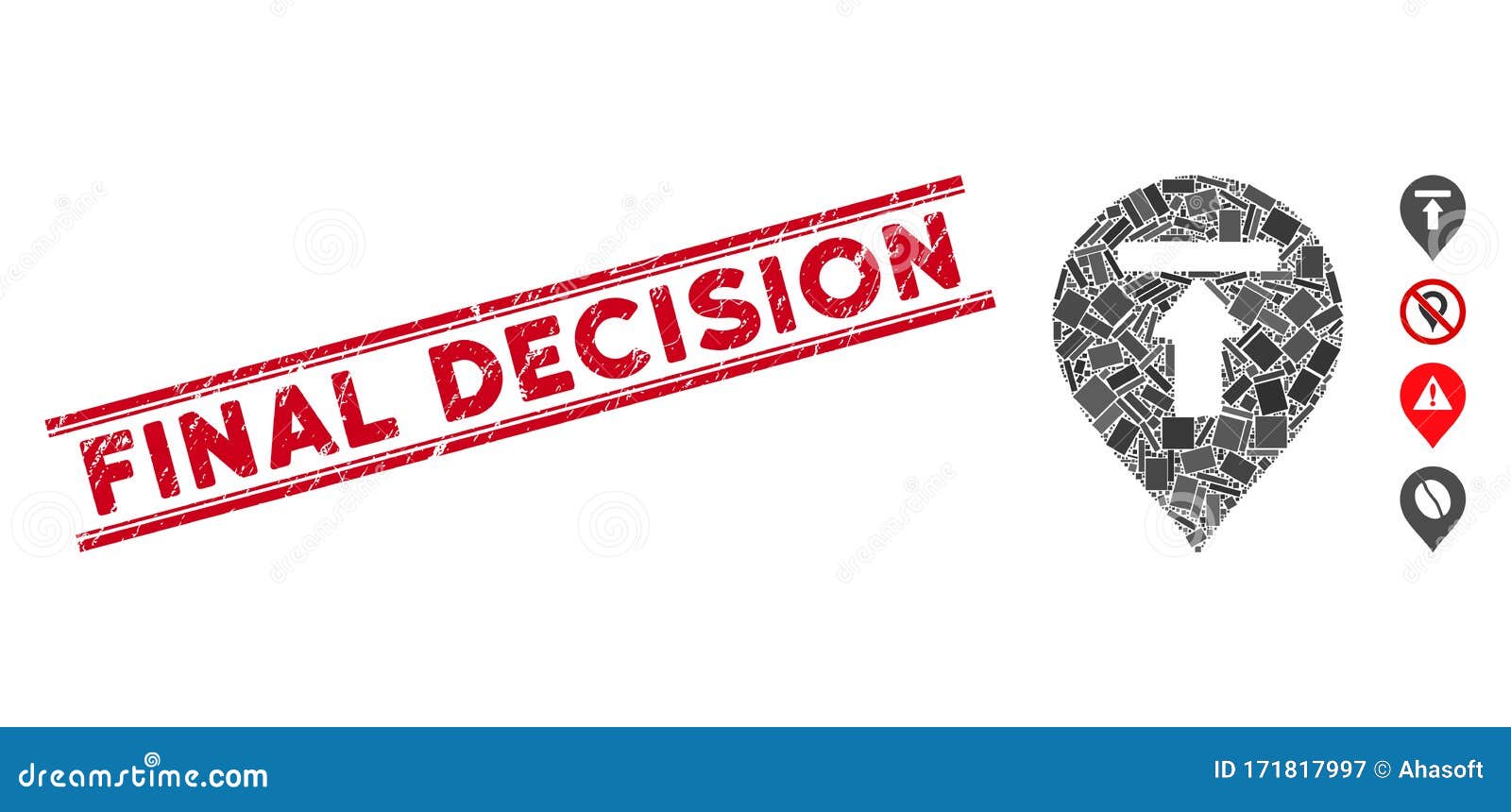 Dead End Marker Mosaic and Scratched Final Decision Stamp with Lines ...