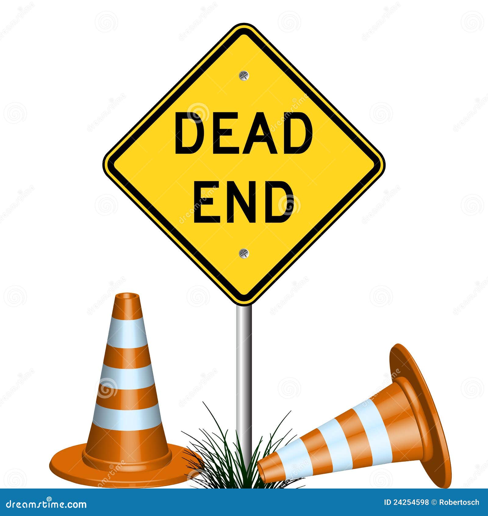 Dead end sign and grass stock vector. Illustration of background - 24254598