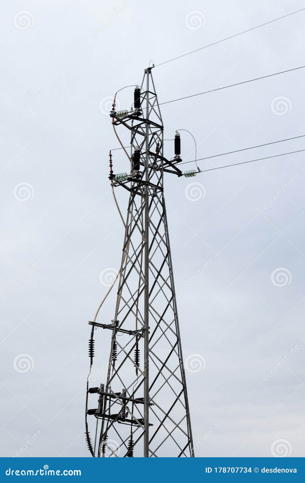 Dead-end Tower of an Overhead Power Line Stock Photo - Image of dead ...