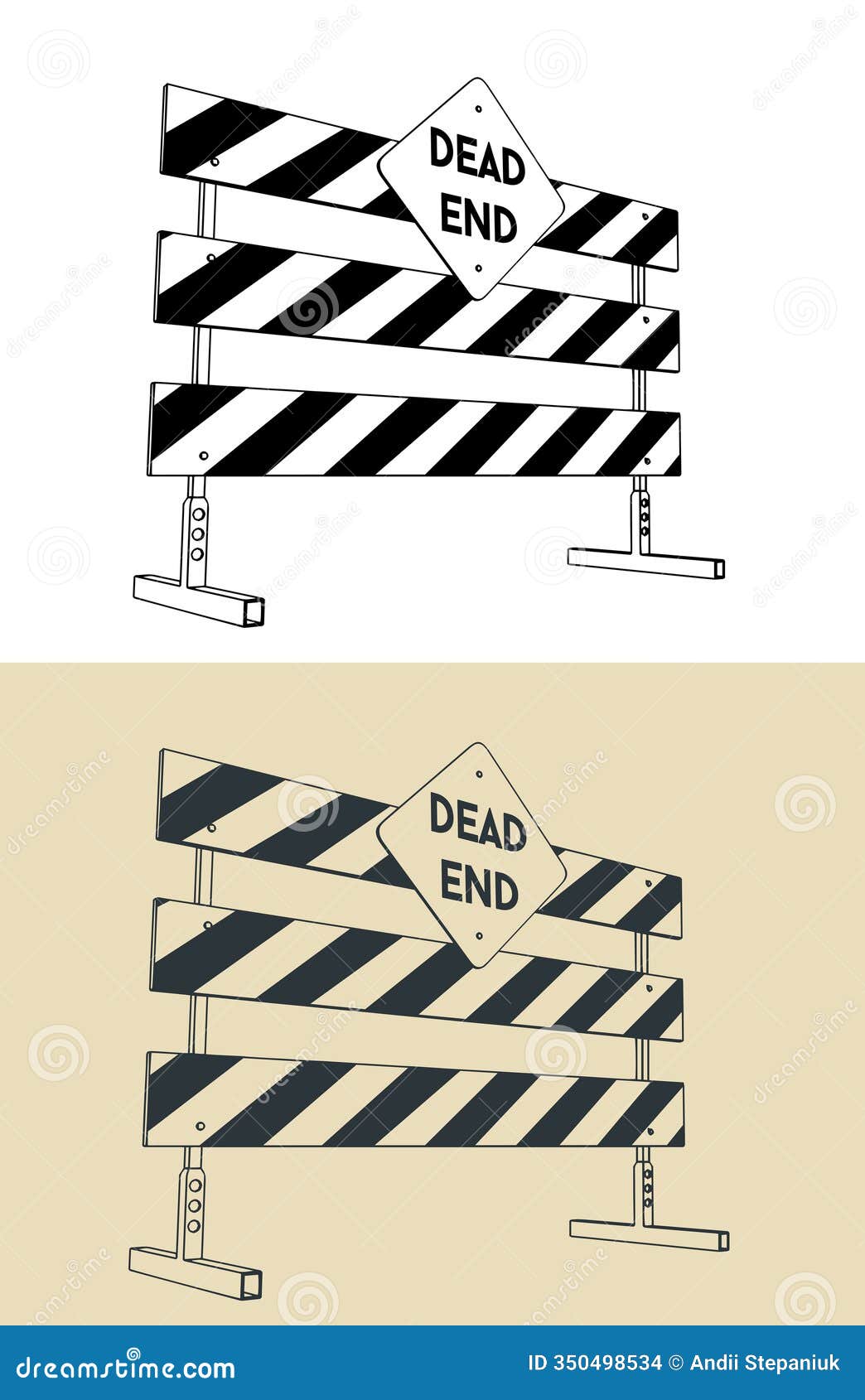 Dead End and Traffic Barrier Stock Illustration - Illustration of ...
