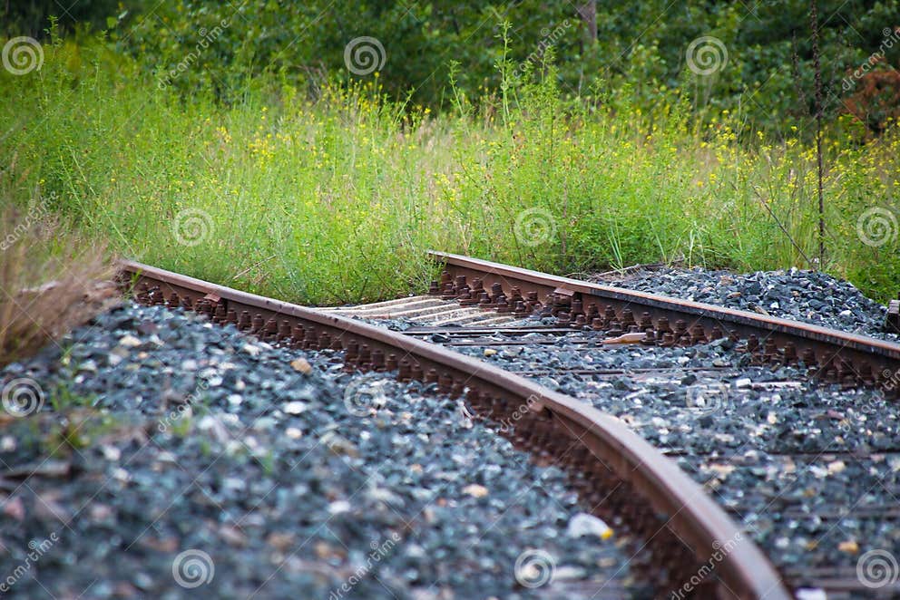 Dead End. Train Railway Ending in Nature. Stock Photo - Image of ...