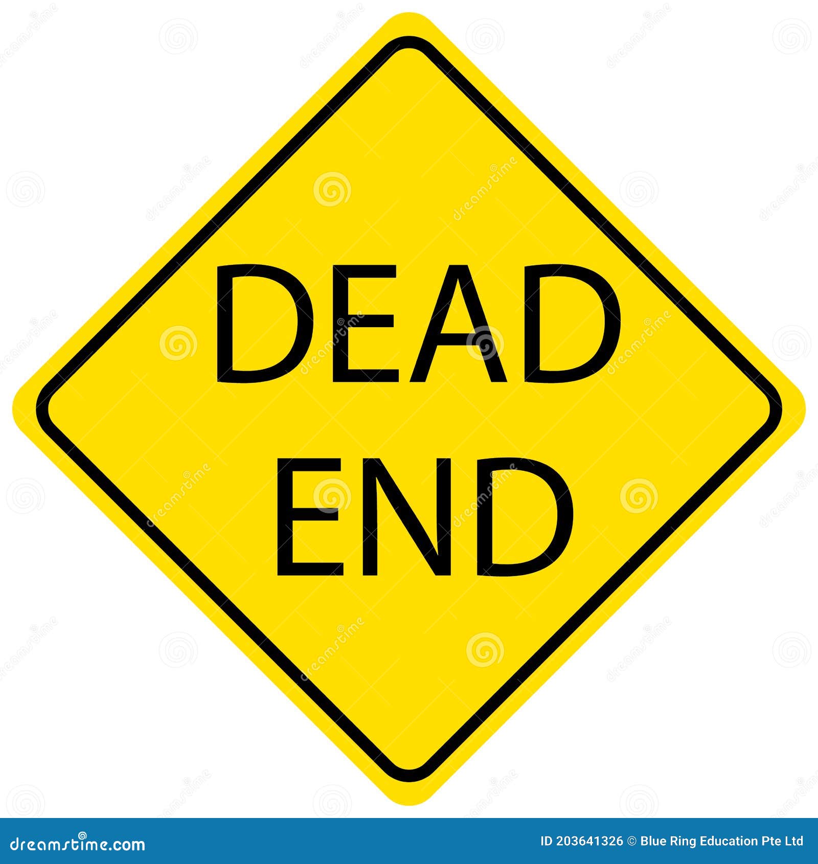 Dead End Yellow Sign on White Backrgound Stock Vector - Illustration of ...
