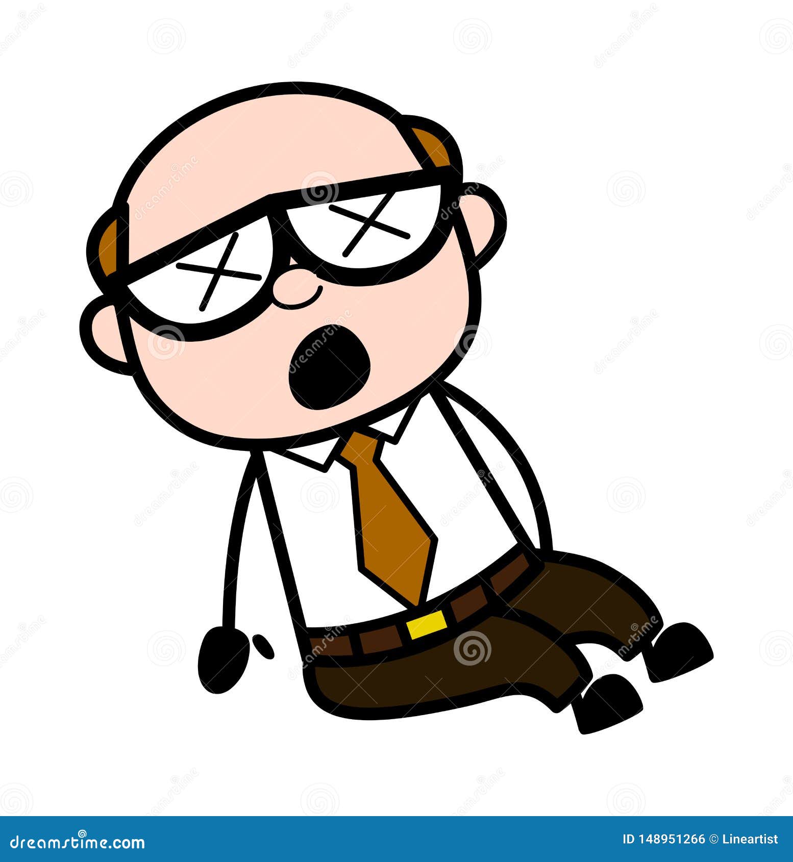 Dead Expression - Retro Cartoon Office Old Boss Man Vector Illustration ...