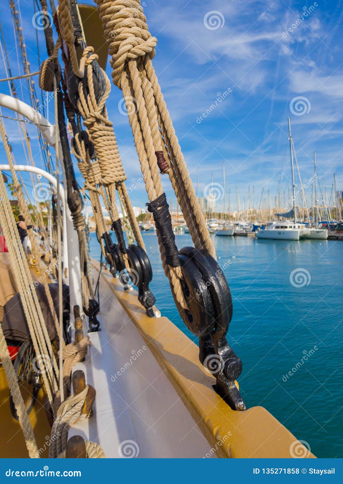 The Dead Eye and Shroud. Standing Rigging of a Sailing Ship Stock Photo ...