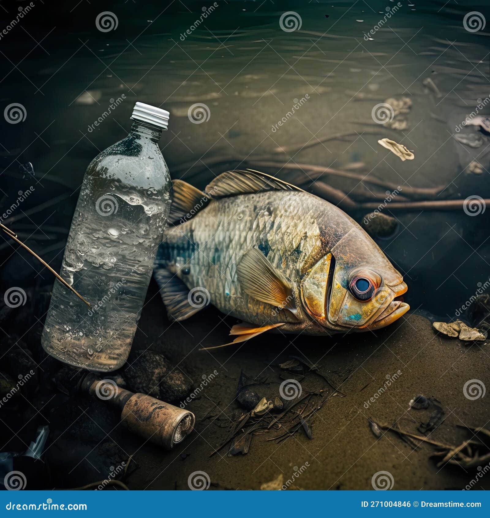 Dead Fish with Plastic Trash in the Ocean. Pollution in the Seas and ...