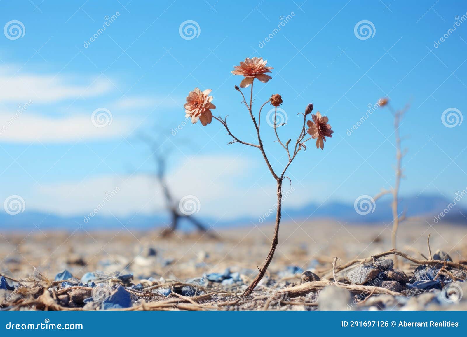Two Dead Flowers Are Shown On A Branch, AI Royalty-Free Stock ...