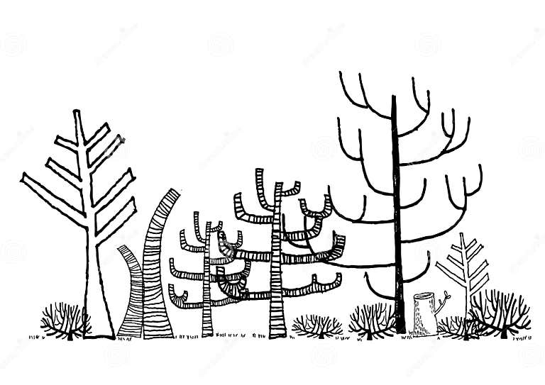 Dead Forest drawing Vector stock vector. Illustration of green - 33821648