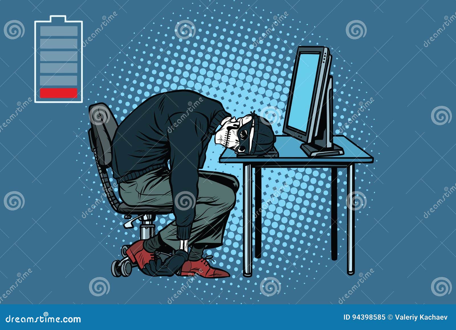 Dead Hacker Skeleton at the Computer Stock Vector - Illustration of ...