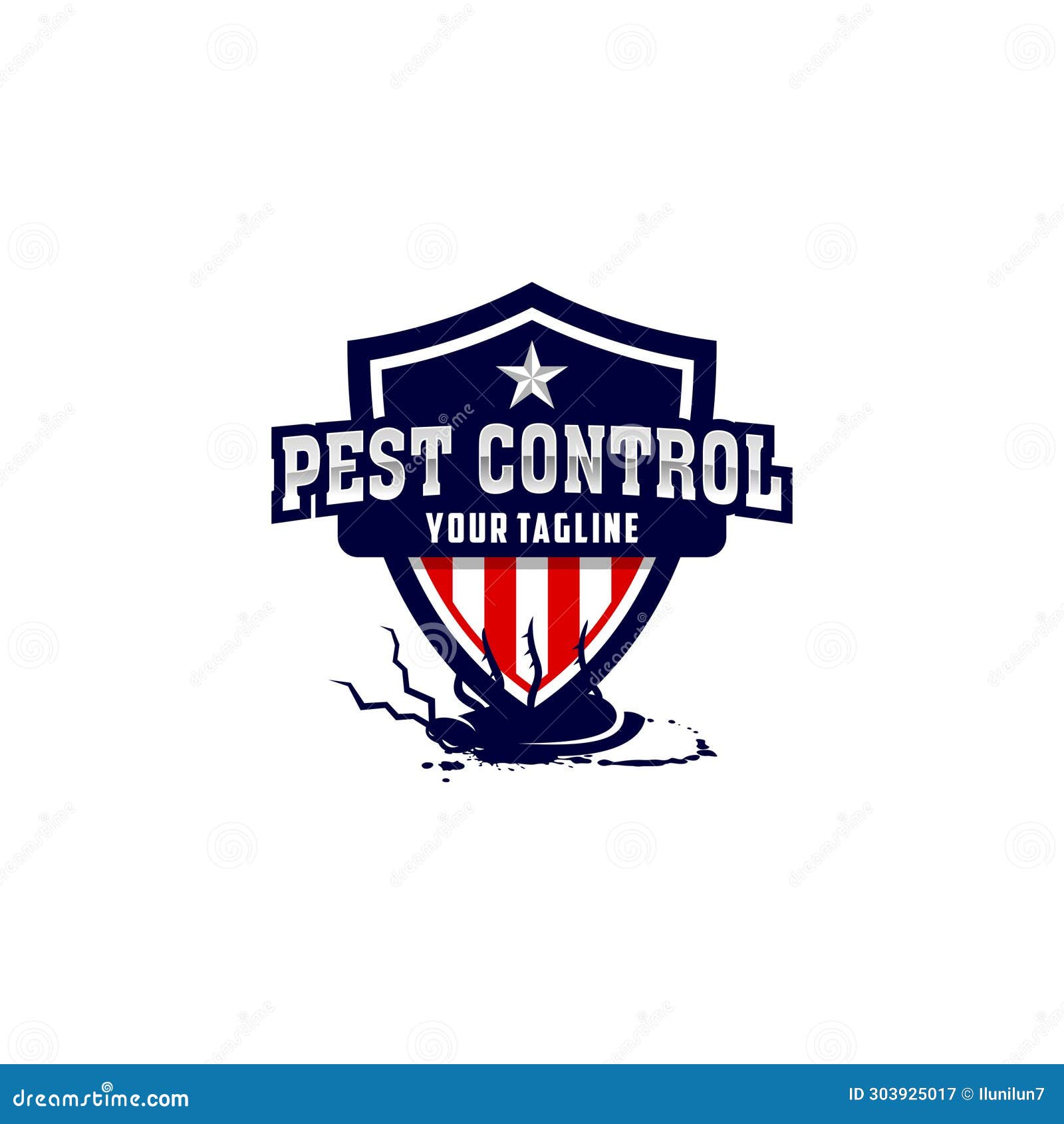 Dead Insects Under Pest Control Shield Logo Design Stock Illustration ...