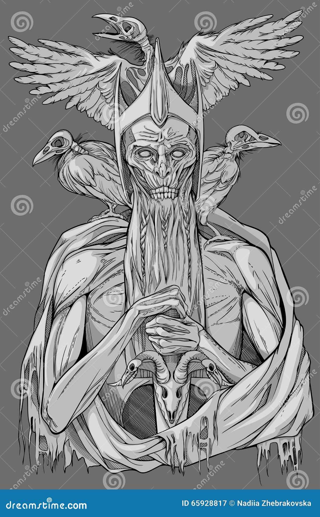 Dead king with birds stock vector. Illustration of power - 65928817