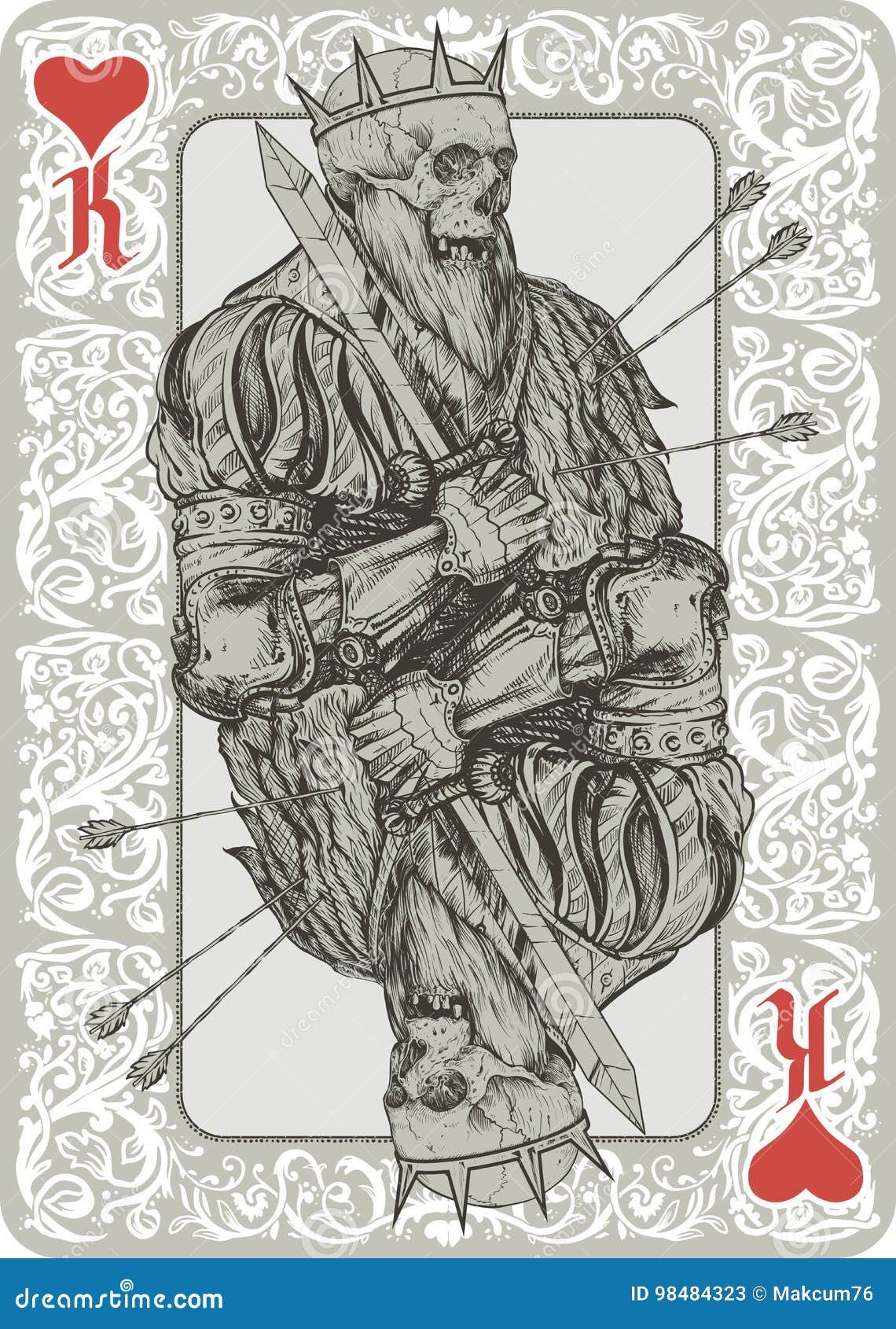 Dead King Playing Cart stock illustration. Illustration of arrow - 98484323