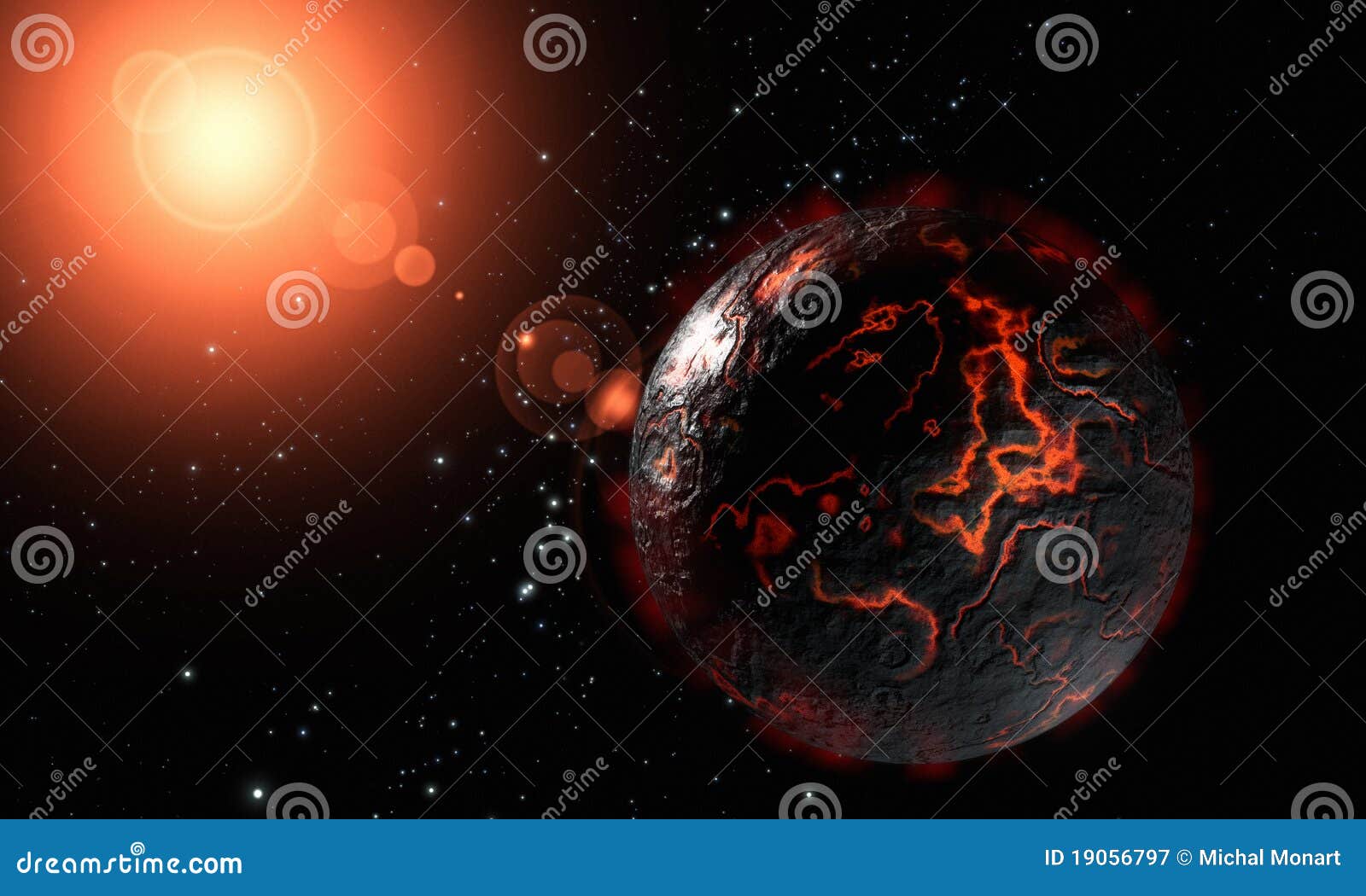 Dead Lava Planet in Cold Sapce Stock Illustration - Illustration of ...