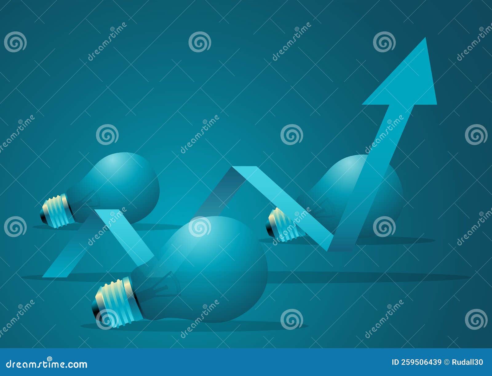 Dead Lightbulbs With Increasing Chart Cartoon Vector | CartoonDealer ...