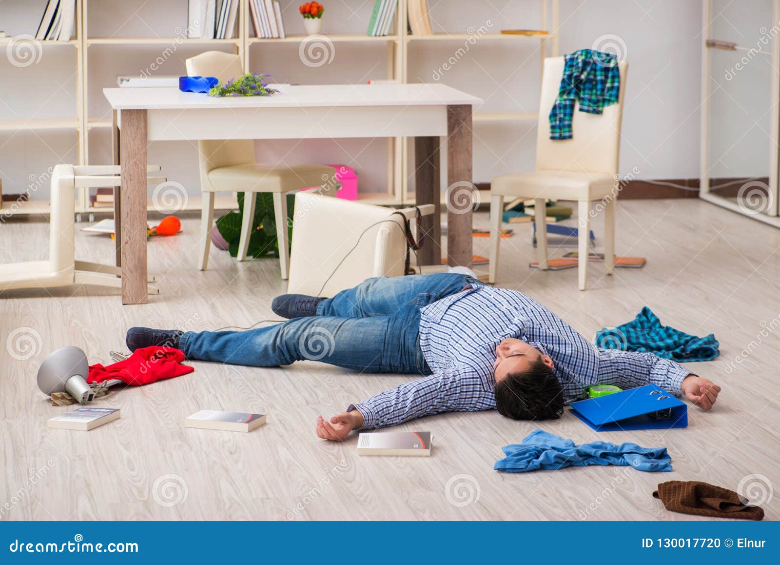 The Dead Man after Burglary at Home Stock Photo - Image of hangover ...
