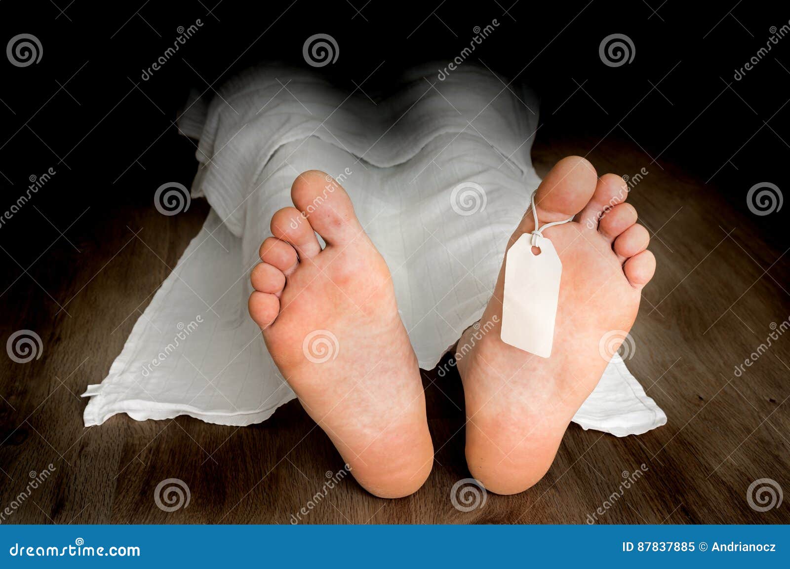 Dead Man Lying on the Floor Under White Cloth Stock Image - Image of ...