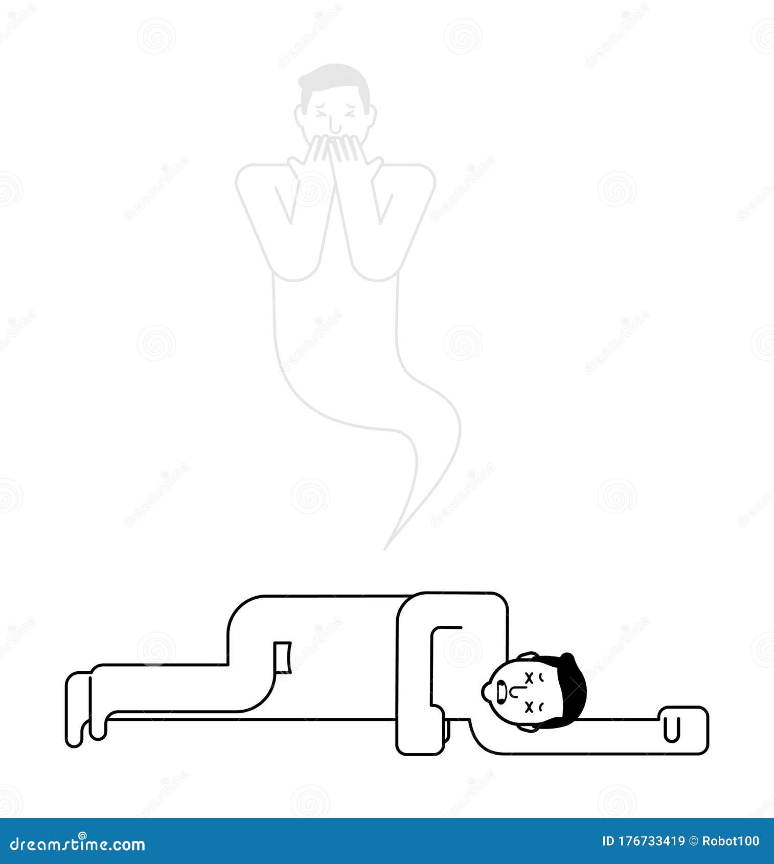 Dead Man and Soul. Dead Body and Ghost Stock Vector - Illustration of ...