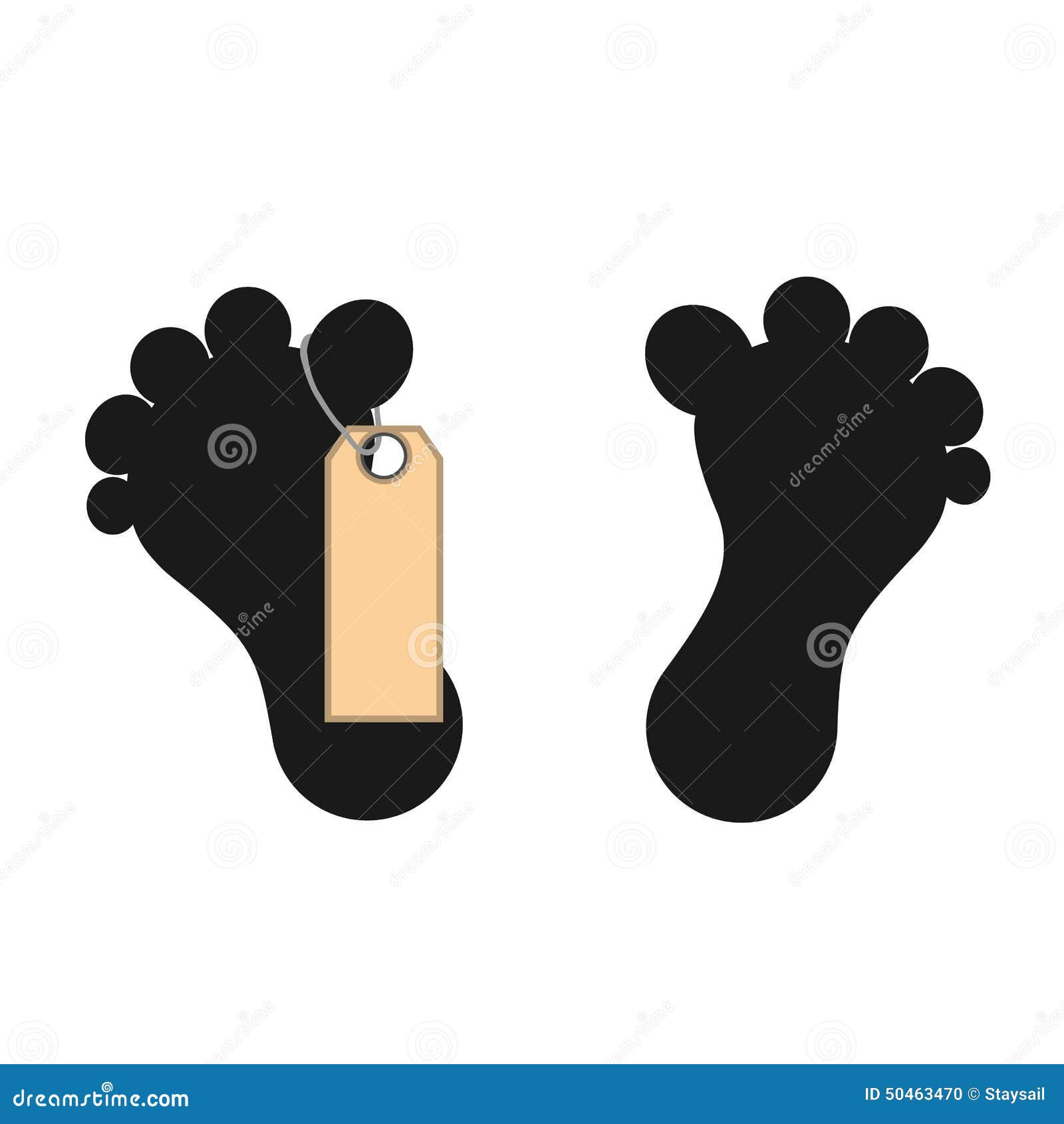 Two Feet Of A Dead Body, With An Identification Tag. Vector Drawing ...