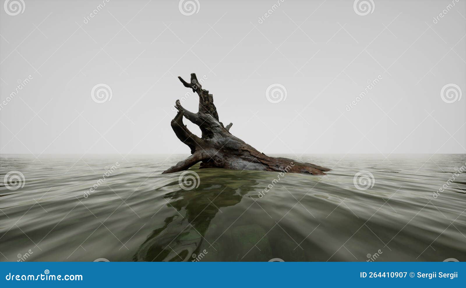 Dead Oak Tree in the Atlantic Ocean Water Stock Illustration ...