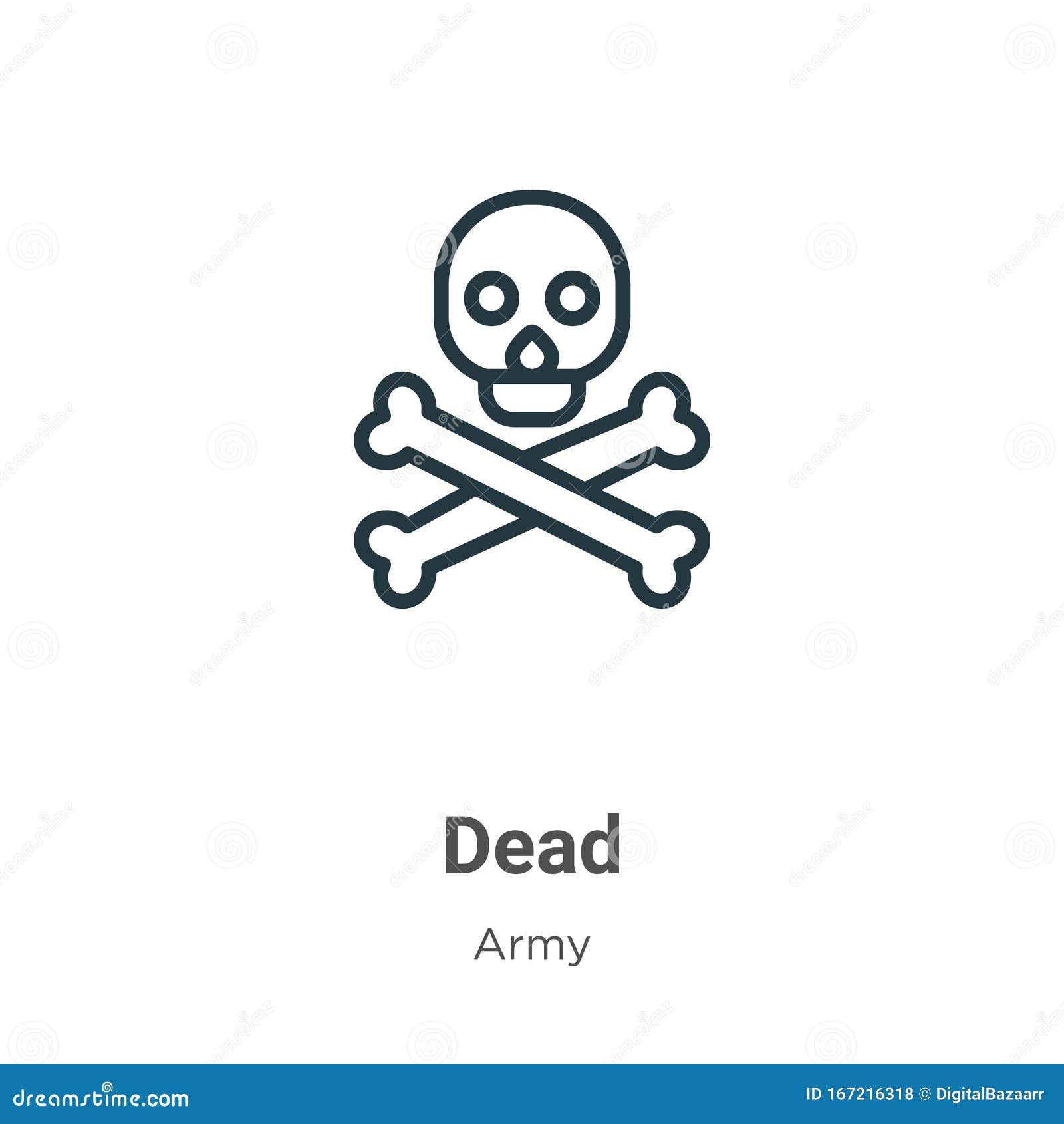 Dead Outline Vector Icon. Thin Line Black Dead Icon, Flat Vector Simple ...