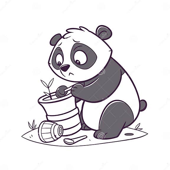 Dead Panda Pottery Illustration for Unique Art Stock Illustration ...