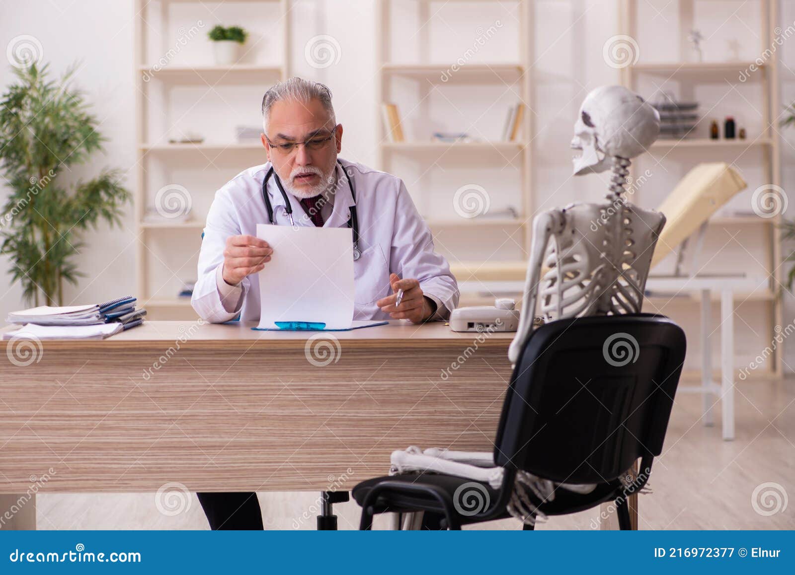 Dead Patient Visiting Old Male Doctor Stock Image - Image of ...