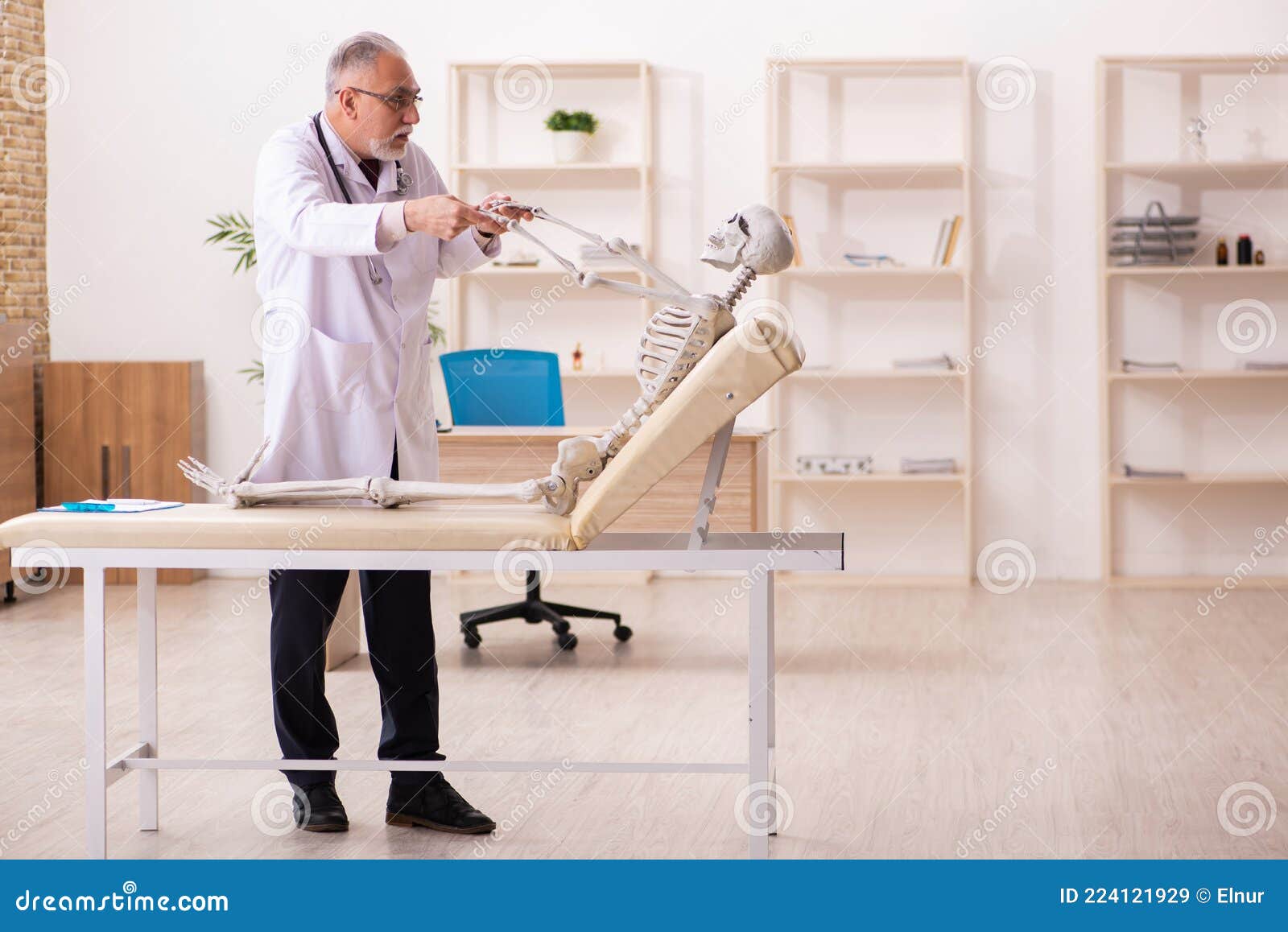 Dead Patient Visiting Old Male Doctor Stock Image - Image of body ...